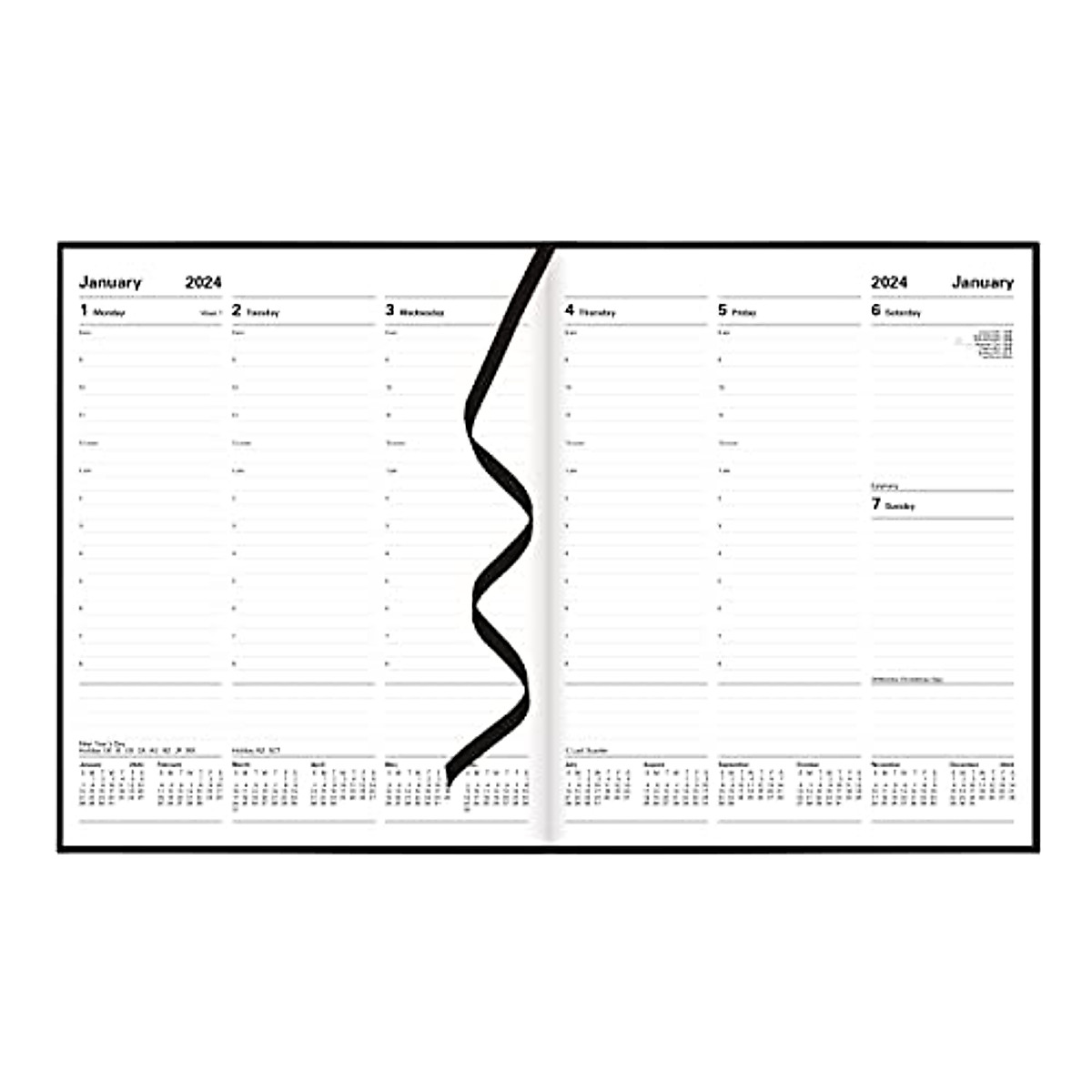 Letts of London Principal Weekly Planner, 12 Months, January to December, 2024, Week-to-View with Appointments, Quarto Size, 10.25" x 8.25", Black (C30YABK-24)