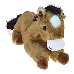 DolliBu Lying Brown Horse Stuffed Animal - Super Soft Plush Horse, Floppy Farm Stuffed Animal, Cute Stuffed Horse Gifts for Girls, Boys, Realistic Horse for Toddler, Kids, and Adults - 10.5 Inches
