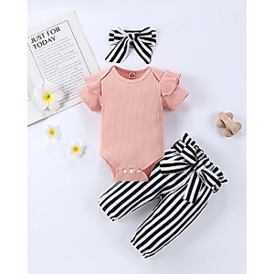 Newborn Infant Baby Girl Clothes 3PCS Camo Outfits Long Sleeve Cotton Romper Cute Baby Clothes For Girl Camouflage Pants Baby Girl Clothes 0 3 Months Spring Pink