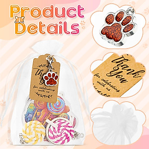 Ecation Dog Paw Party Favors Set Include Dog Keychain Organza Bags Thank You Kraft Tags Puppy Party Decorations for Birthday Party Decorations Reward Supplies(148 Pcs)