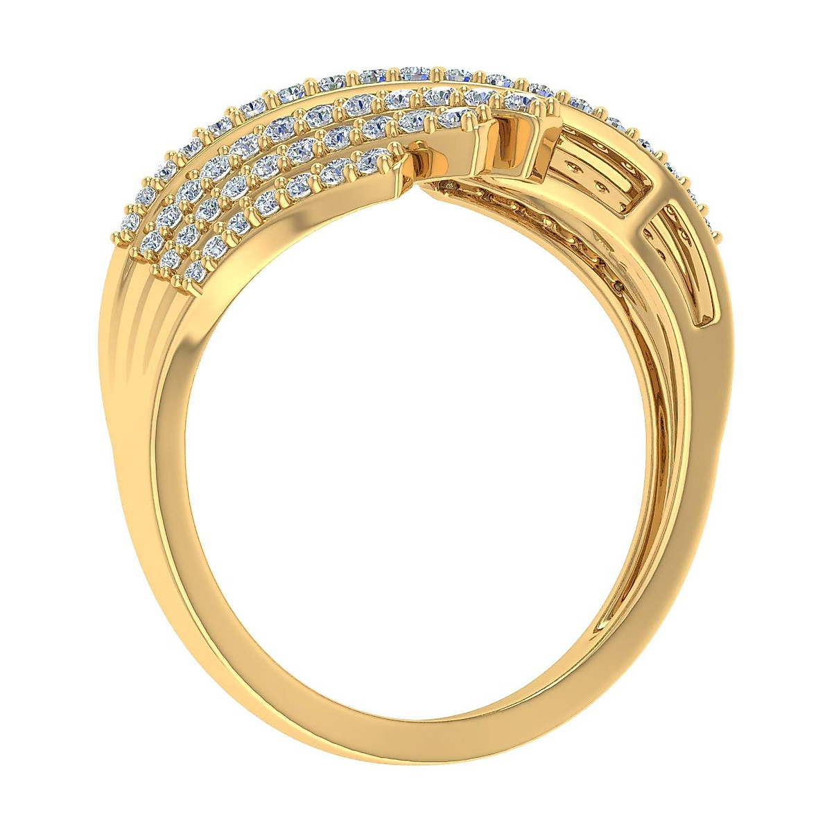 1/2 Carat Bypass Statement Diamond Ring in 10K Yellow Gold (Ring Size 9.25)
