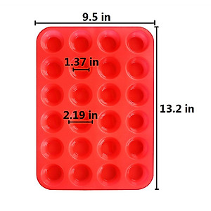 Silicone Mini Cupcake Pan Silicone Molds, 2 Pack Silicone Mini Muffin Pan with 24 Cups Muffin Tin (Red and Blue)