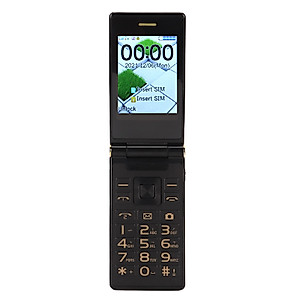 Yunseity Senior Flip Phone, HD Dual Screens SOS Buttons Large Fonts Loude Volume Easy Mobile Phone, 8 Family Numbers Flip Cellphone with Flashlight Radio E Book for Elderly Kids (Black)