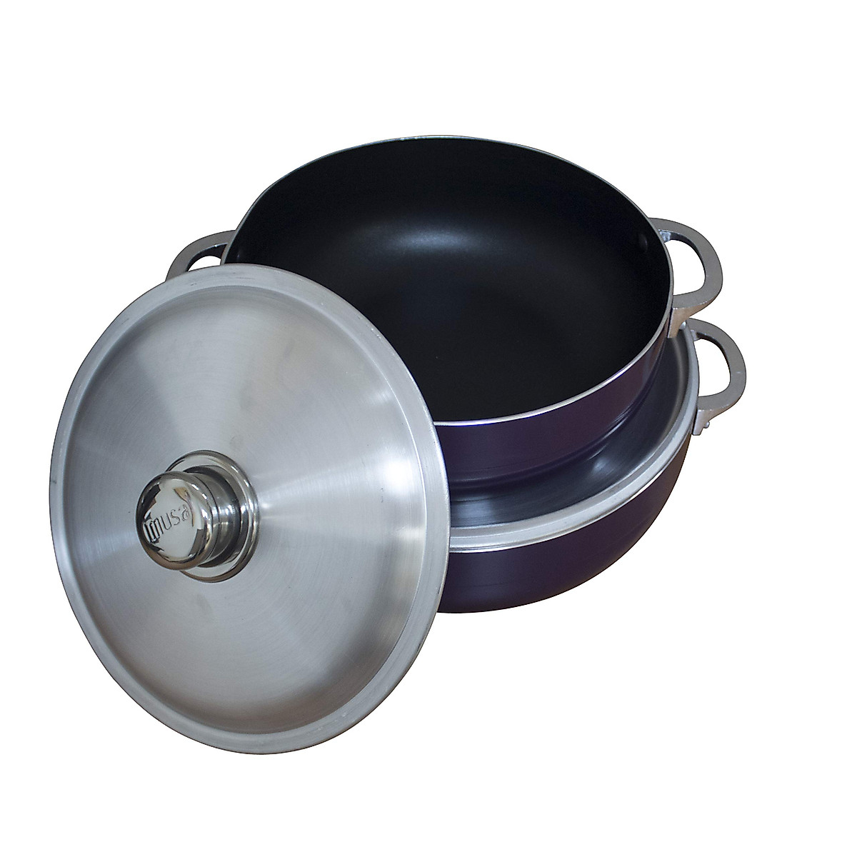 IMUSA USA 2 Piece Purple Caldero (Dutch Oven Set with Aluminum Lid (4.4Qt, 6.9Qt) Oven Safe