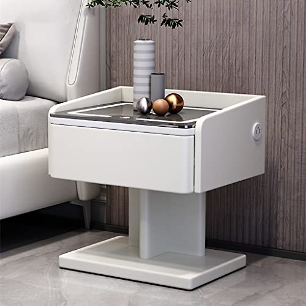 XXXDXDP Table Chevet Intelligente avec Chargeur USB Pour Chambre Coucher Lumière LED armoire (Color : OneColor, Size : 1)