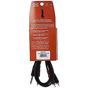 Hosa CPR-202 Dual 1/4" TS to Dual RCA Stereo Interconnect Cable, 2 Meters