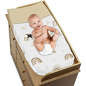 Sweet Jojo Designs Neutral Boho Rainbow Girl Boy Unisex Baby Nursery Changing Pad Cover - Mustard Yellow Pumpkin Orange Bohemian Sunshine Modern Vintage Beige Gold Taupe Tan