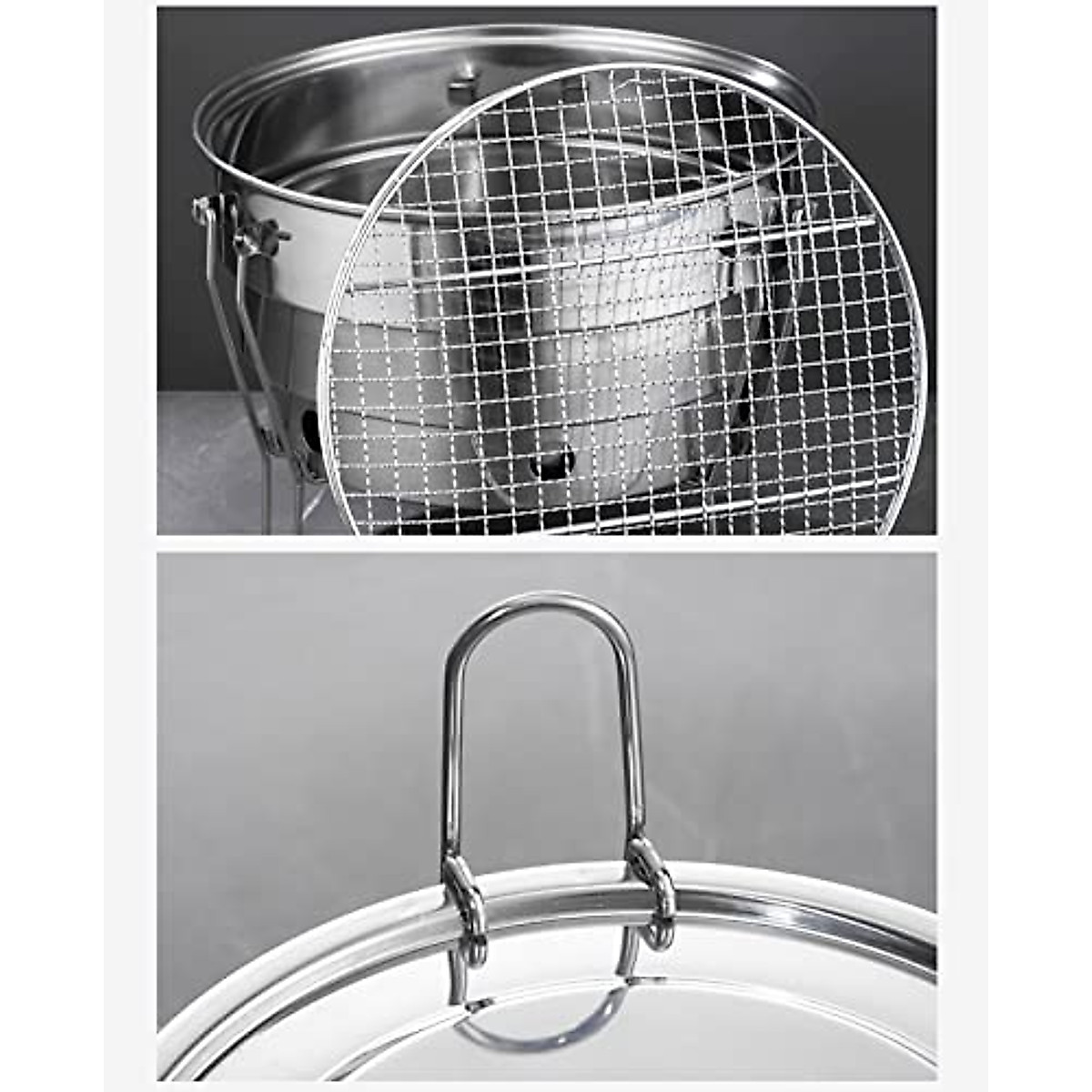 Outdoor Portable Barbecues Steel Barbecue Grill Foldable Portable Stainless Steel Even Heat Sunken Charcoal Trough Charcoal Grill Backyard Patio Garden Picnic