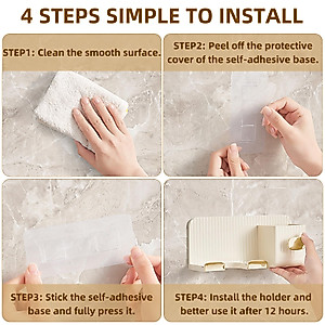 Universal Hair Dryer Holder Wall Mount, Hair Tool Organizer 2-in-1 Blow Dryer Holder with Cord Organizer Hook Self Adhesive for Cabinet Bathroom (White)