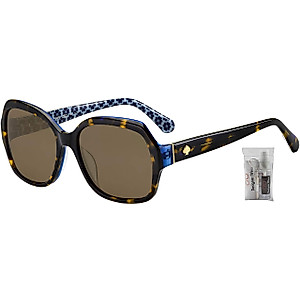 Kate Spade New York Amberlynn/S 02VM/SP 57MM Havana Pattern/Bronze Polarized Square Sunglasses for Women + BUNDLE with Designer iWear Eyewear Kit