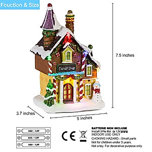 innodept12 Christmas Candy Gingerbread House Decor - Christmas Village Houses Building with LED Light up Decorative Tabletop Decoration