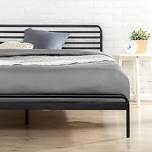 ZINUS Tom Metal Platform Bed Frame Mattress Foundation, No Box Spring Needed, Wood Slat Support. Design Award Winner, King, Black