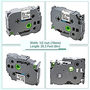 Topcolor 6-Pack Tz 18mm 0.7" Laminated Tape Compatible for Brother TZe-141 TZe-241 TZe-441 TZe-541 TZe-641 TZe-741 P Touch Tze 18mm Label Tape 3/4" for PTD410 PTD400 PTD610BT PTD600 PTD450 PTP750W