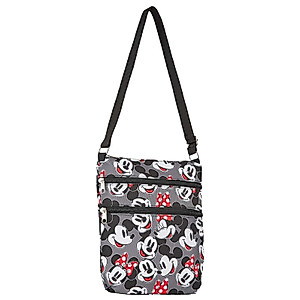 Disney Crossbody Bag Mickey & Minnie Mouse Travel Passport (Mickey Minnie Grey)
