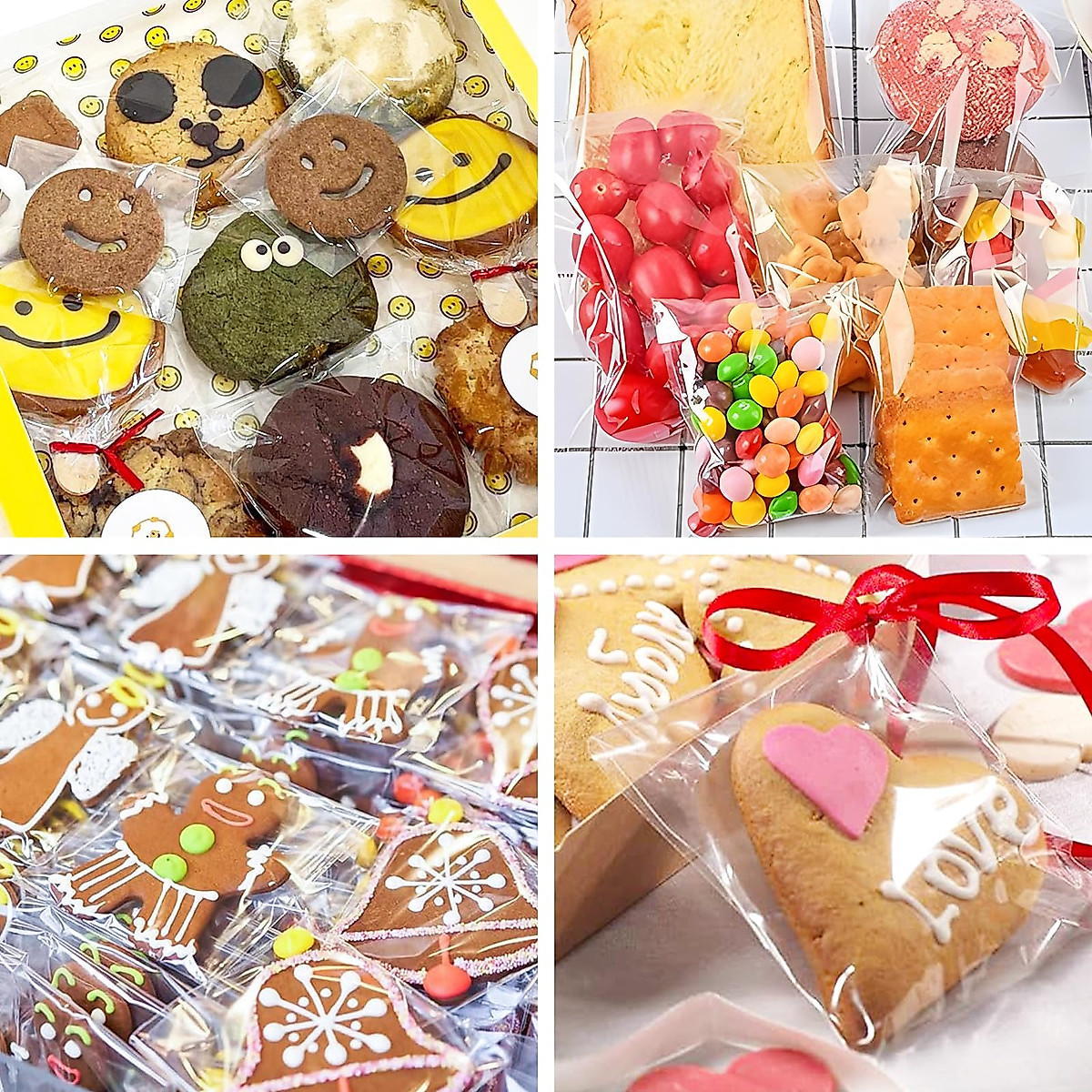 Tomnk Cellophane Bags, 4.5 x 6.5 Inches Self Sealing Cellophane Bags 350 Pack Resealable Clear Cookie Bags for Bakery, Chocolate Wrapping & Packaging