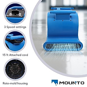 MOUNTO 3-Speed Air Mover 1HP 4000+ CFM Monster Floor Blower Carpet Dryers Janitoral Floor Dryer