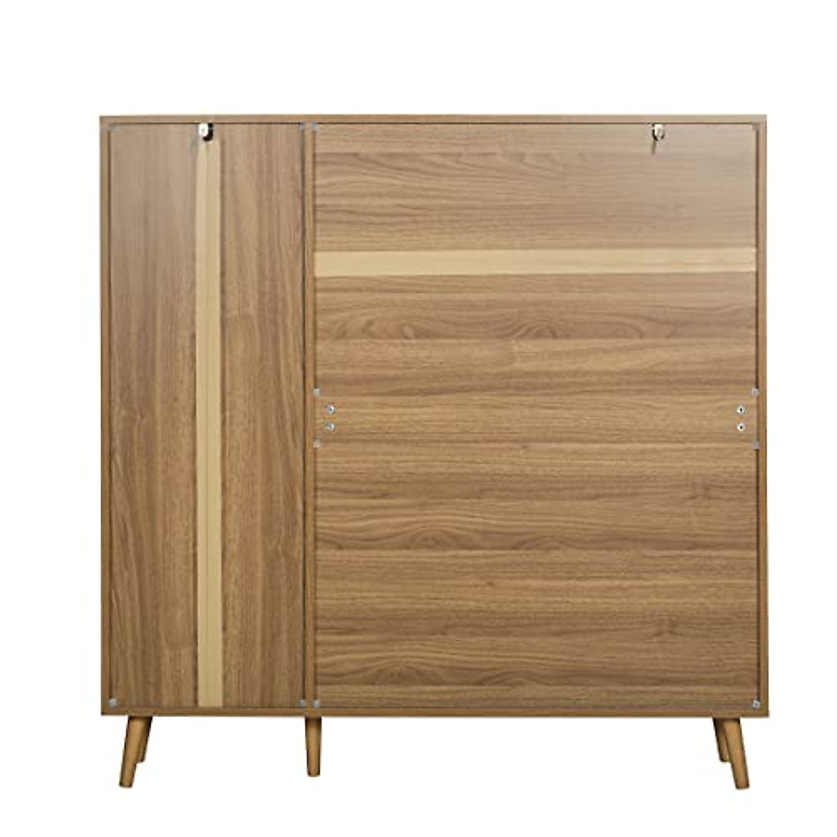 Henf Rattan Shoe Cabinet, Modern Shoe Cabinet Rack with 3 Flip Drawers and Storage Cabinet, Freestanding Shoe Rack Storage Organizer Narrow Shoe Cabinet for Entrance Hallway(Walnut)