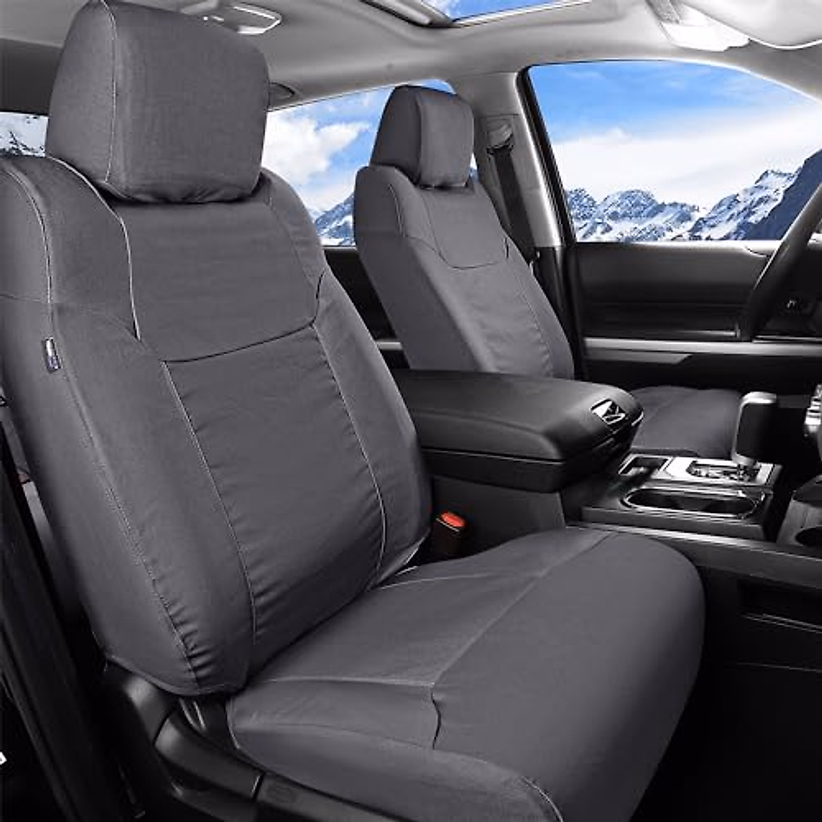 Truckiipa Toyota Tacoma Seat Covers Custom Fit for 2005 2006 2007 2008 2009 2010 2011 2012 2013 2014 2015 Regular/Double/Crew Cab SR SR5 TRD Sport TRD Off-Road TRD Pro Limited(Front Pair/Gray)