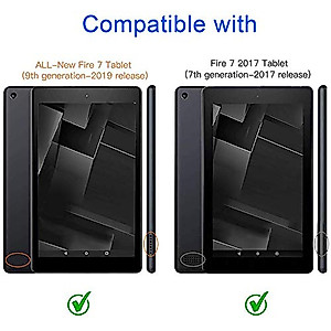 For All-New Fire 7 2019/2017 (9th Gen, 7th Gen) Case,Cherrry Heavy-Duty Rugged Kickstand Series - Shockproof Hybrid Three Layer Armor Kids Case Cover For Amazon All-New Fire 7 2019 (Black/Black)