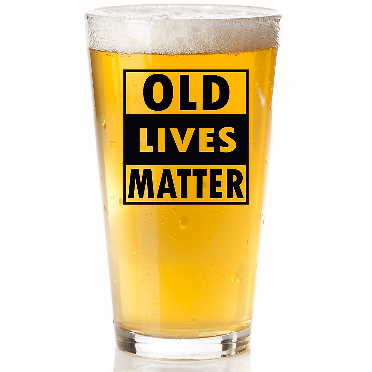 Old Lives Matter Beer Glass + Whiskey Scotch Glass - Funny Retirement or Birthday Gifts for Men - Unique Gag Gifts for Dad, Grandpa, Old Man, or Senior Citizen