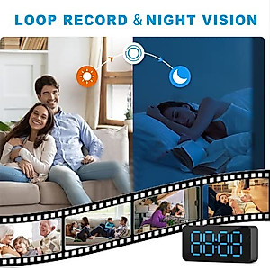 Jukllezan Hidden Camera Clock WiFi Spy Camera 4K Wireless Secret Nanny Cam with Night Vision Motion Detection Small Surveillance Security Cams Security Camera with Video Indoor