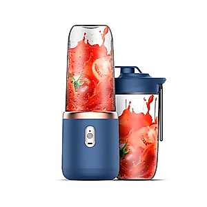 Generic Portable Blenders, 𝖯𝖾𝗋𝗌𝗈𝗇𝖺𝗅 𝖡𝗅𝖾𝗇𝖽𝖾𝗋 Smooths Blenders for Shakes Fruit Juicer USB Rechargeable with 2 Cups Small Blenders, New Handheld Blenders for Sports Travel and Outdoors (Blue), LQ-003