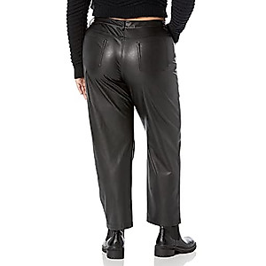 The Drop Women's Jack Vegan Leather Straight Leg, Black, 26