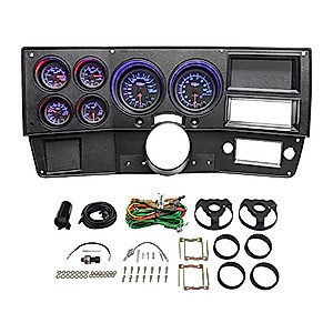 GlowShift 6-Gauge Cluster Package Compatible with Chevrolet Chevy K5 Blazer 1973-1991 - Black 7 Color Speedo, Tach, Oil Pressure, Water Temp, Fuel Level & Volt Gauges - Direct Fit Dashboard Panel Pod