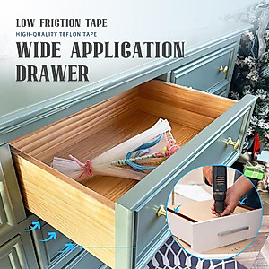 MEBMIK 1 Roll 1 Inch x 33 Feet Low Friction Tape,Drawer Slide Tape,Drawer Glide Tape,Squeak Resistant Tape,Abrasion Resistance Tape,Surface Protection Tape for Drawer,Cabinet,Curtain,Furniture,White