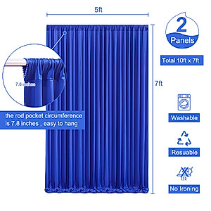 10ft x 7ft Royal Blue Backdrop Curtain for Parties Blue Wrinkle Free Backdrop Drapes Panels for Baby Shower Birthday Party Wedding Photo Photography Polyester Fabric Background Decoration