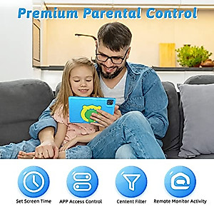 Kid Tablet 10 Inch, Android 10 Tablet Pc, 10.1'' HD IPS Display Tablet for Kids, Kidoz Pre Installed, Parental Control, 2GB RAM + 32GB ROM, Quad Core Processor, Wi-fi, Bluetooth, Kid-Proof Case(Blue)