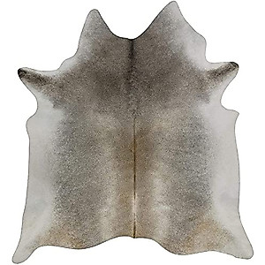 Just Cowhide Large Rug - Gray Cow Skin Hide Grey / White Premium Leather Area 5 ft X 7 Hair On,