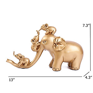 RahTune Elephant Statue, Elephant Figurines, Elephant Home Decor, Decorations for Home (Gold)
