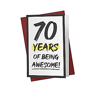 70th Birthday Card for Him Her - 70th Anniversary Card for Dad Mom - 70 Years Old Birthday Card for Brother Sister Friend - Happy 70th Birthday Card for Men Women | Karto – Being Awesome (Black)