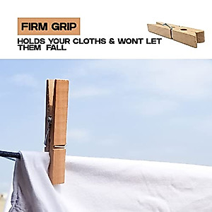 blacksheep Zenia Pegs Clothes Pins Heavy Duty Outdoor with Spring, Wooden Clothespins for Crafts and Hanging Clothes on Clothesline Laundry, 2.8 inch, Pack of 50, Brown, 00-02