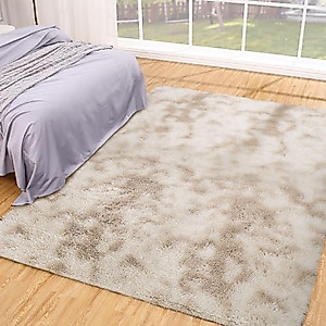 IMINROME Fluffy Rugs 8x10 Furry Area Rug for Living Room, Fuzzy Shag Fur Rug for Nursery Room Non-Skid Plush Throw Rug Shaggy Decorative Accent Rug for Indoor Home Floor Carpet, Beige Taupe
