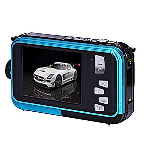 Waterproof Digital Camera for Snorkeling 24 MP Video Recorder Full HD 1080P Bundle with Swimming Goggles, 32GB SD Card, Floating Wrist Strap. DV Recording Point and Digital Shoot, Dual Screen.