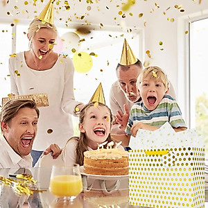 OFIHANLY 16.5" Extra Large Birthday Gift Bag with Handles for Women Men Wedding Bridal Shower Gold Polka Dot Kids Boy Girls Baby Shower Party Paper Bag with Tissue Paper,1Pcs