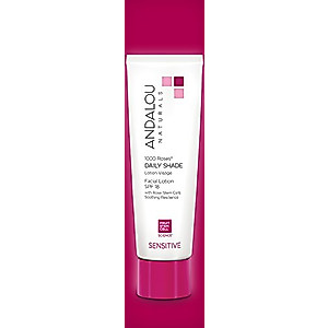 Andalou Naturals 1000 Roses Daily Shade Facial Lotion with SPF 18, 2-in-1 Hydrating & Soothing Moisturizer & Face Sunscreen, Broad Spectrum Protection, Hypoallergenic for Sensitive Skin, 2.7 Fl Oz