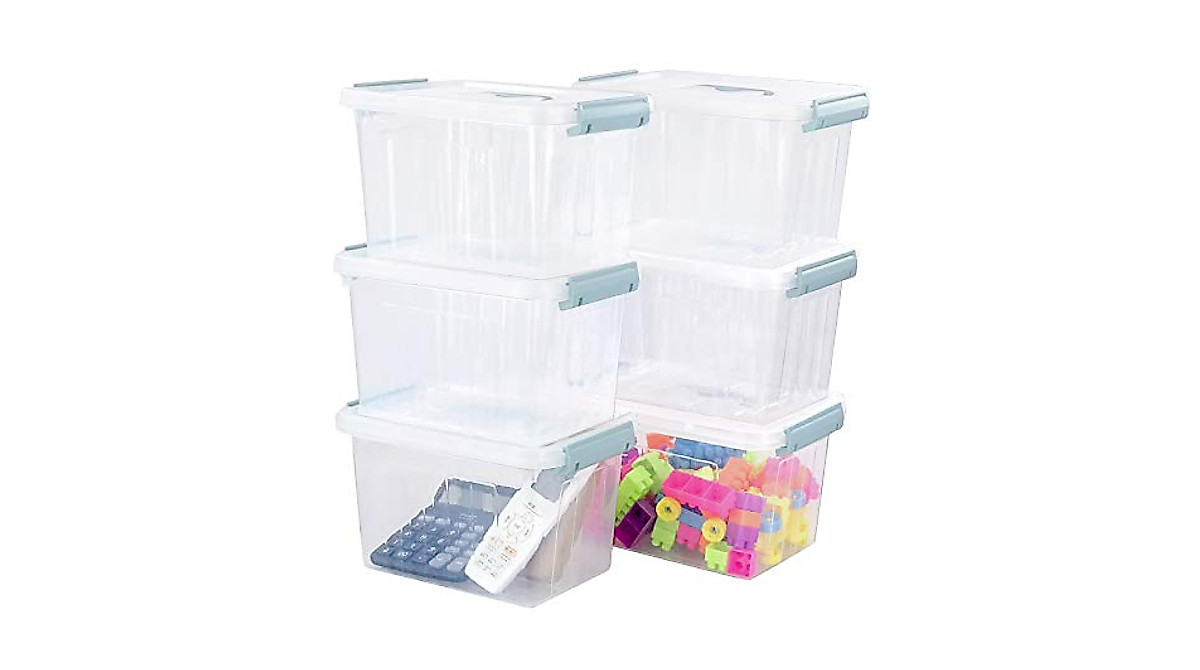 Sosody 6L Clear Latch Storage Bins - Durable 6-Pack