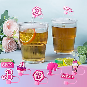 Straw Cover Cap for Stanley Cup, 6Pcs Cute Hot Pink Straw Topper Compatible with 30&40 Oz Tumbler with Handle, Reusable Silicone Straw Tip Covers as Stanley Cup Accessories(10mm)