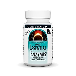 Source Naturals Essential Enzymes 500mg Bio-Aligned Multiple Enzyme Supplement Herbal Defense for Digestion, Gas, Constipation & Bloating Relief - Supports Immune System* - 60 Vegetarian Capsules