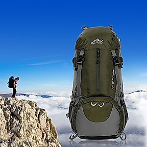 HUIOP Hiking Backpack, 50L Waterproof Outdoor Sport Hiking Trekking Camping Travel Backpack Pack Mountaineering Climbing Knapsack with Rain Cover