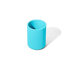 Avanchy Silicone Training Sippy Cup with Straw Lid – Tiny Cup for Babies 6+ Months to Toddlers 1 Year Old – 5 oz Infant Water Cup for Baby Led Weaning, Blue