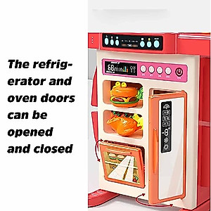 VisionKids Play Kitchen, Kids Kitchen Playset with Real Sounds & Lights, Kitchen Toys for Kids Ages 4-8,54Pcs Toy Sets Pretend Play Food Toy for Girls Boys Age 3 4 5 6 7 8