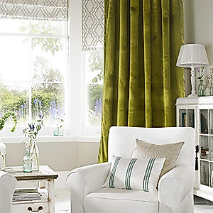 Roslynwood Velvet Curtains 2 Panels Set, Block Light Thermal Insulated Velour Rod Pocket Drapes for Bedroom and Living Room (52 x 96 inch, OliveGreen)