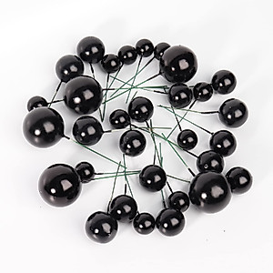 30 PCS Balls Cake Topper DIY Cake Insert Toppers Ball Cake Picks Cupcake Topper for Birthday Party Baby Shower Wedding Cake Decoration（Black）