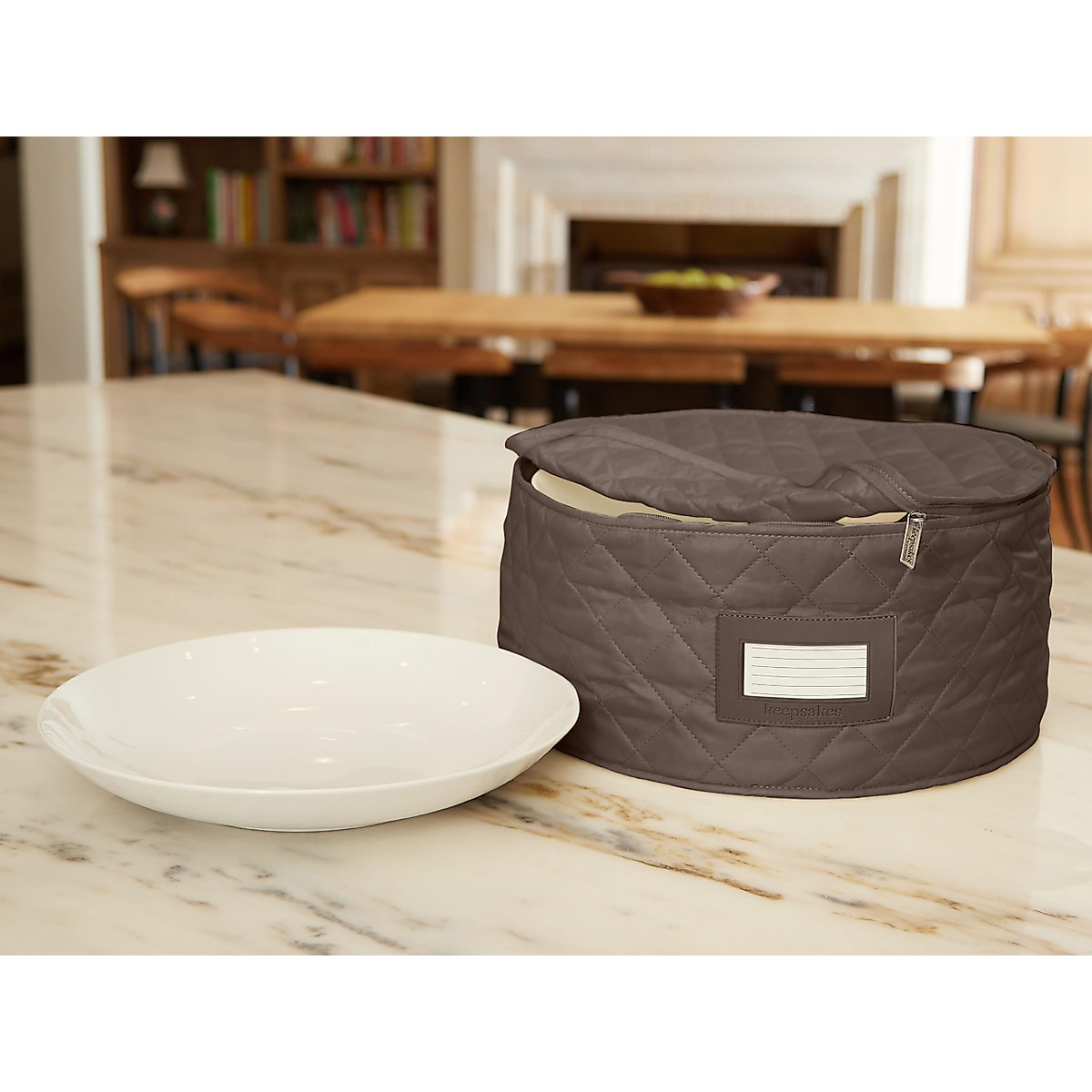 Covermates Keepsakes - Dish Storage - Padded Protection - ID Window - Stain Resistant - Machine Washable - China Storage, Bronze