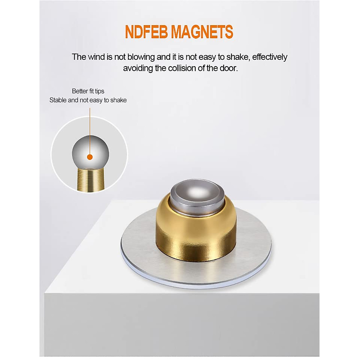 Door Stopper, Magnetic Door Catch,Magnetic Door Stop, 3M Double-Sided Adhesive Tape，Stainless Steel, No Drilling, Screws for Stronger Mount, Hold Your Door Open, for Wide Doors