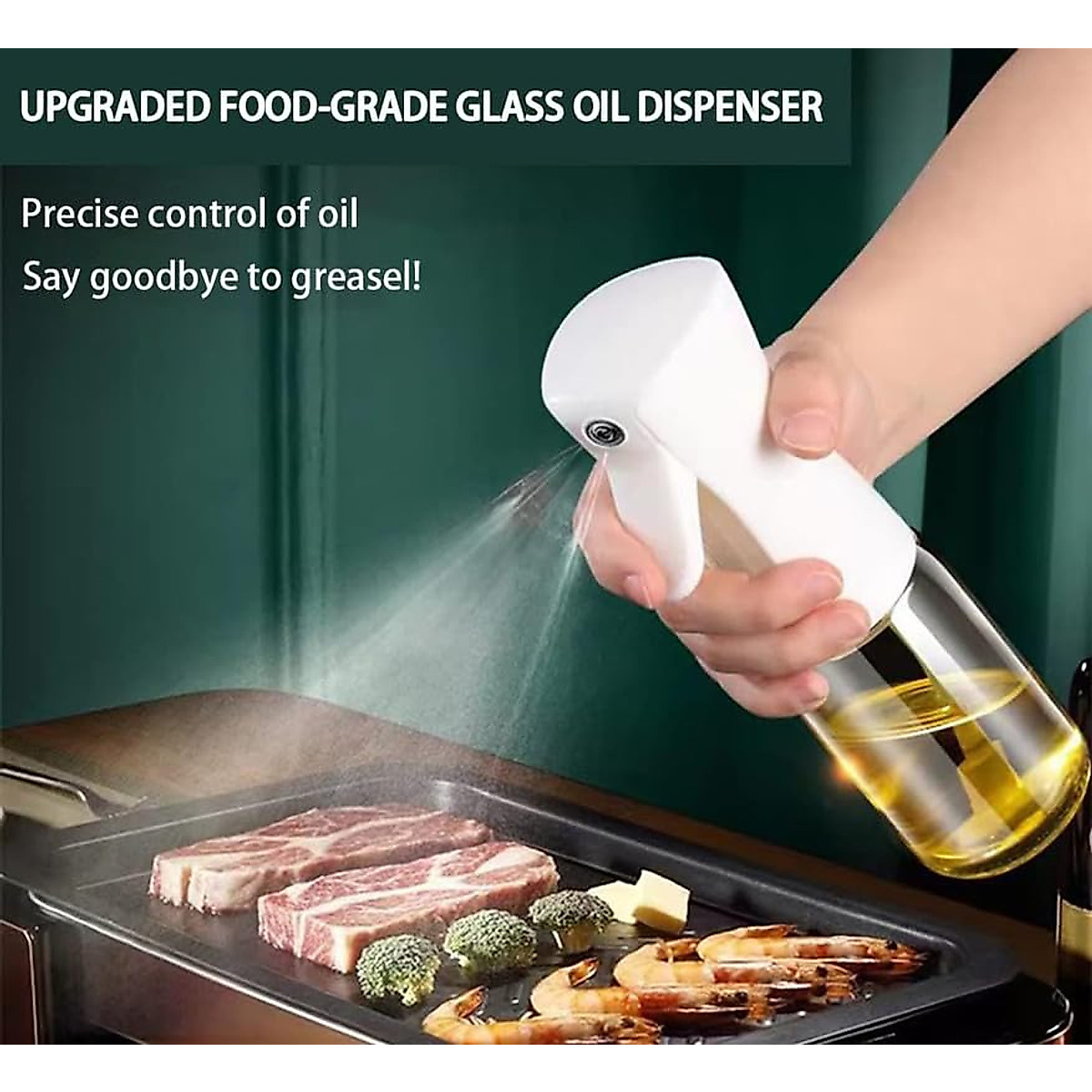 Oil Sprayer for Cooking Grilling BBQ Kitchen Tool Every Home Cook Oil Mister Healthier Cooking Experience Refillable Cooking Oil Sprayer Modernist Kitchen Lightweight Premium Oil Jar 200ml